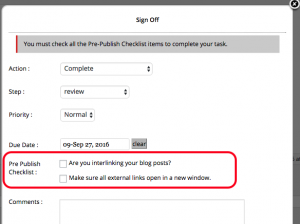 editorial checklist | Oasis Workflow